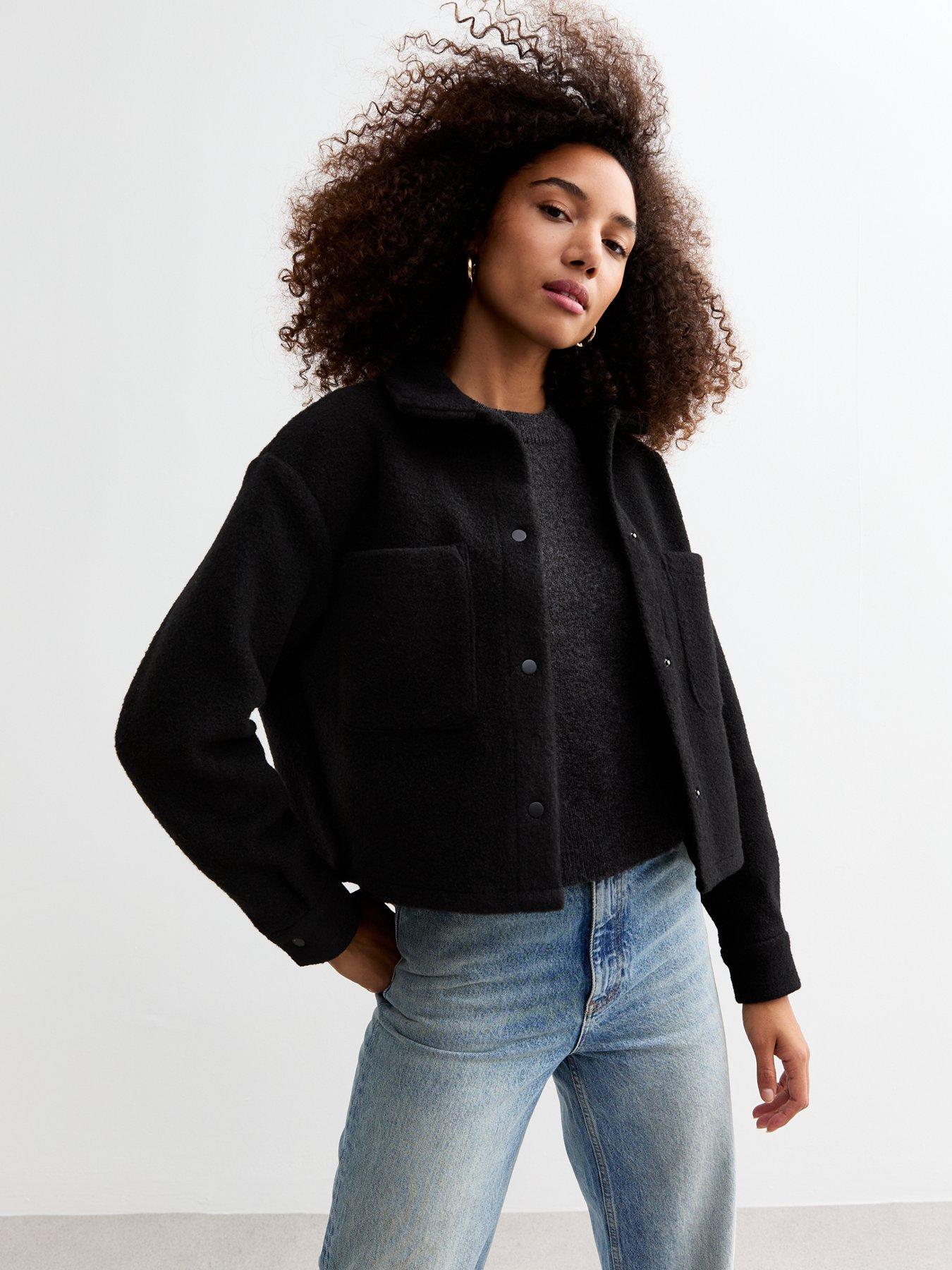 New Look Textured Cropped Shacket - Black | Very