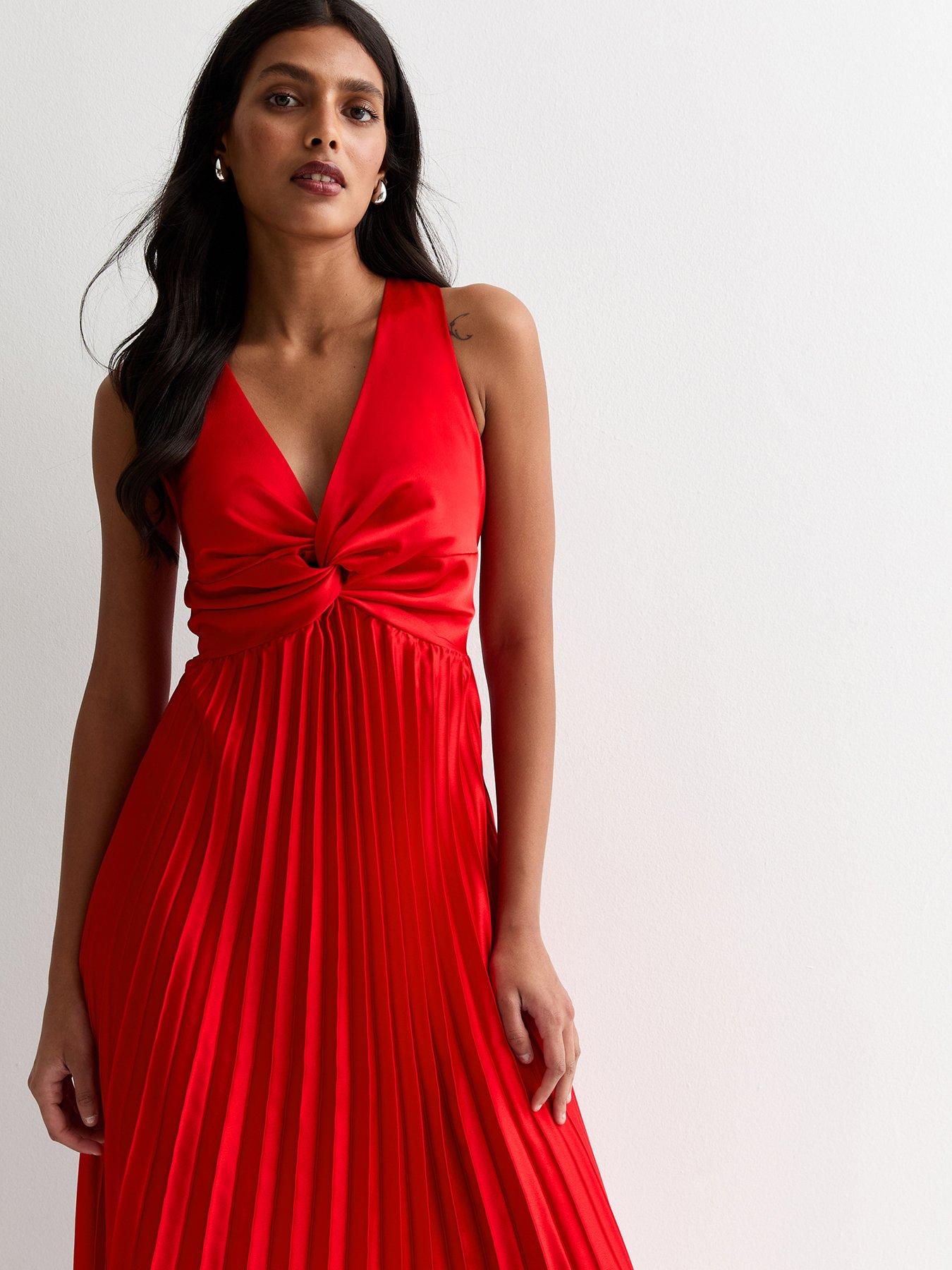 New Look Twist Front Pleat Midi Dress - Red | Very