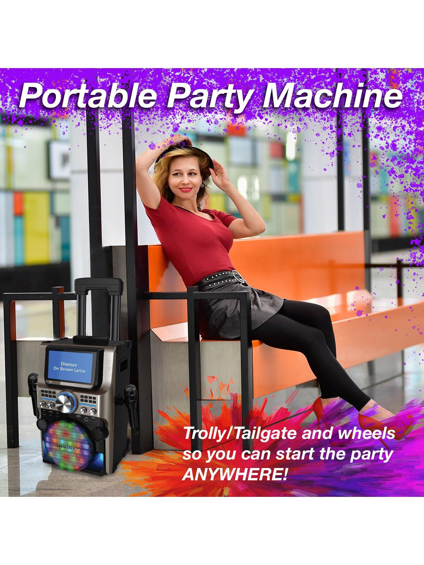 Easy Karaoke Ultimate Bluetooth Karaoke Machine with LED Multi-Colour ...