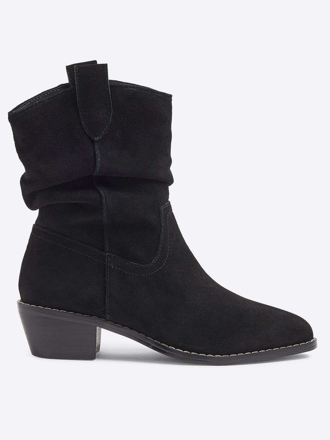 River Island Slouch Western Boot - Black | Very