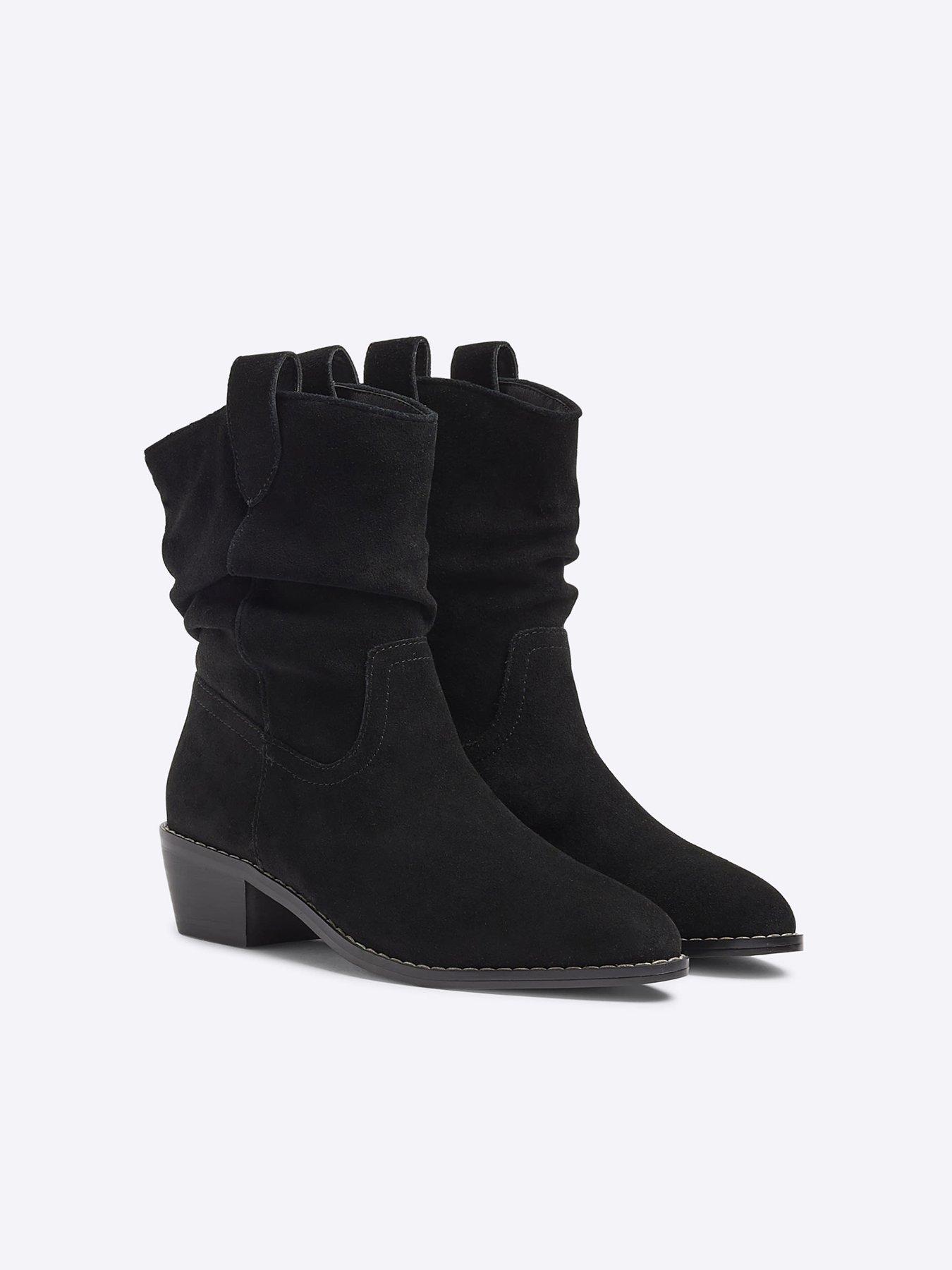 River Island Slouch Western Boot - Black | Very