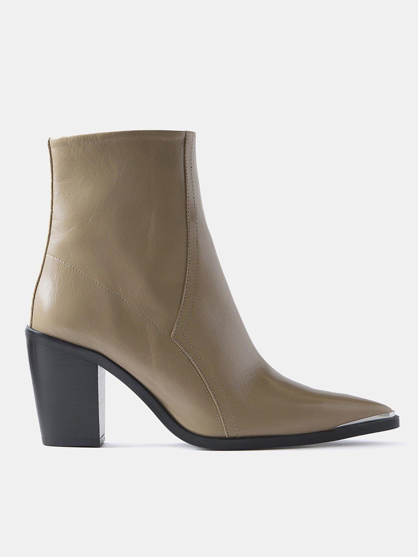 Mint Velvet Neutral Leather Ankle Boot - Natural | Very