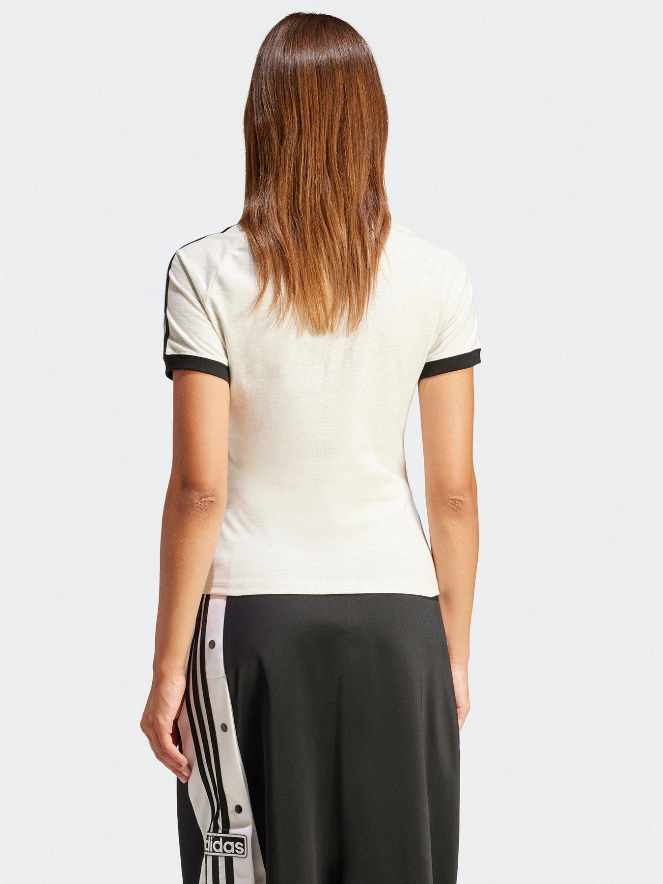 adidas Originals Womens 3 Stripe Raglan T-shirt - White | Very.co.uk