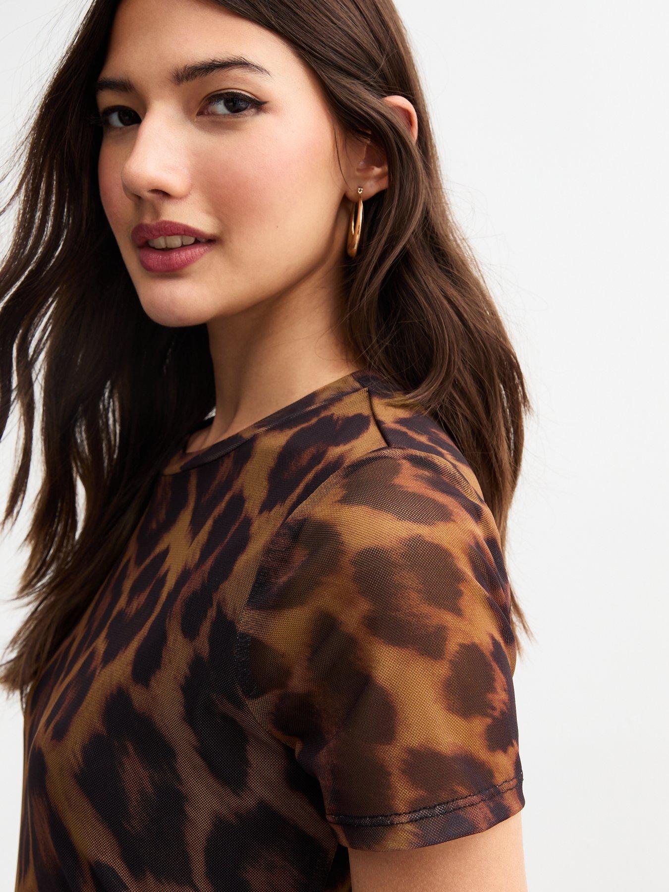 New Look Leopard Mesh Midi Dress - Print | Very