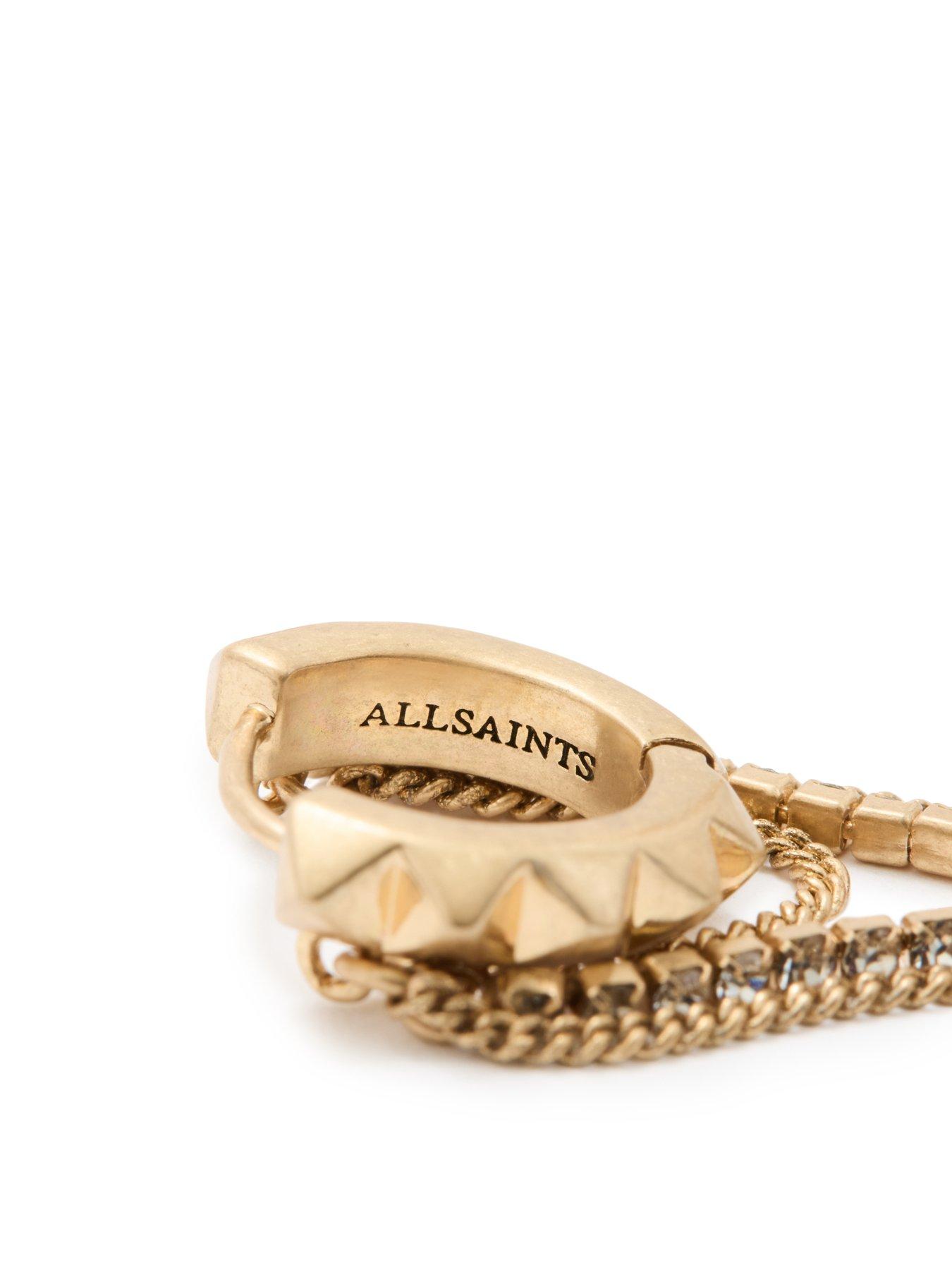 AllSaints Multi Chain Huggie Earring - Gold | Very