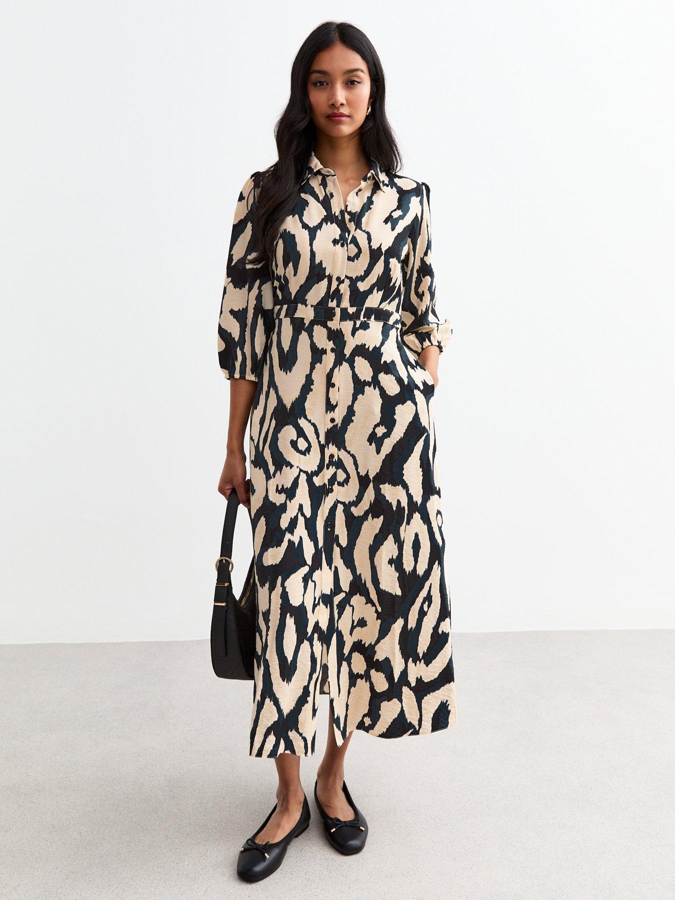 New Look Blue Abstract Midi Shirt Dress - Print | Very