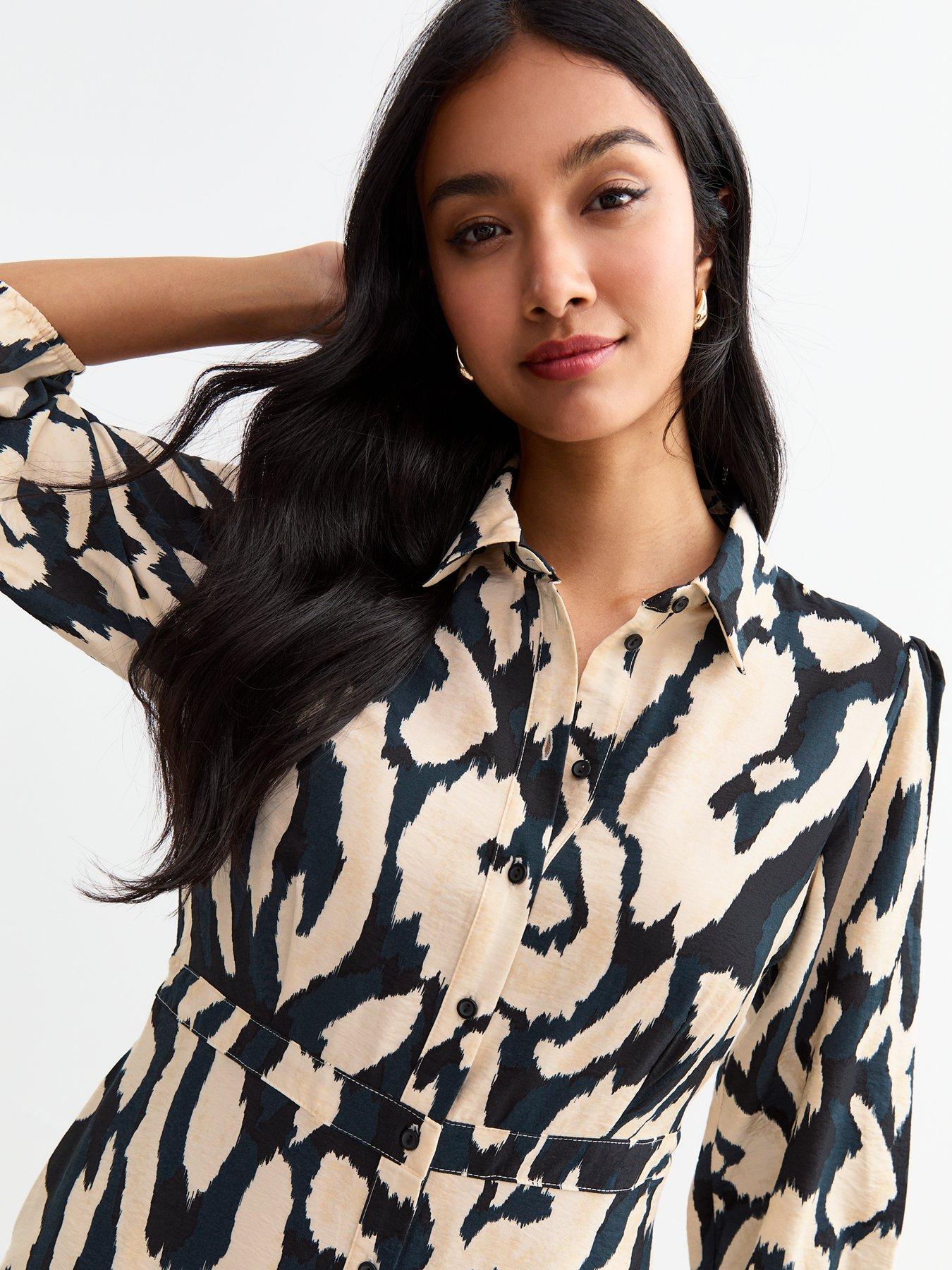 New Look Blue Abstract Midi Shirt Dress - Print | Very