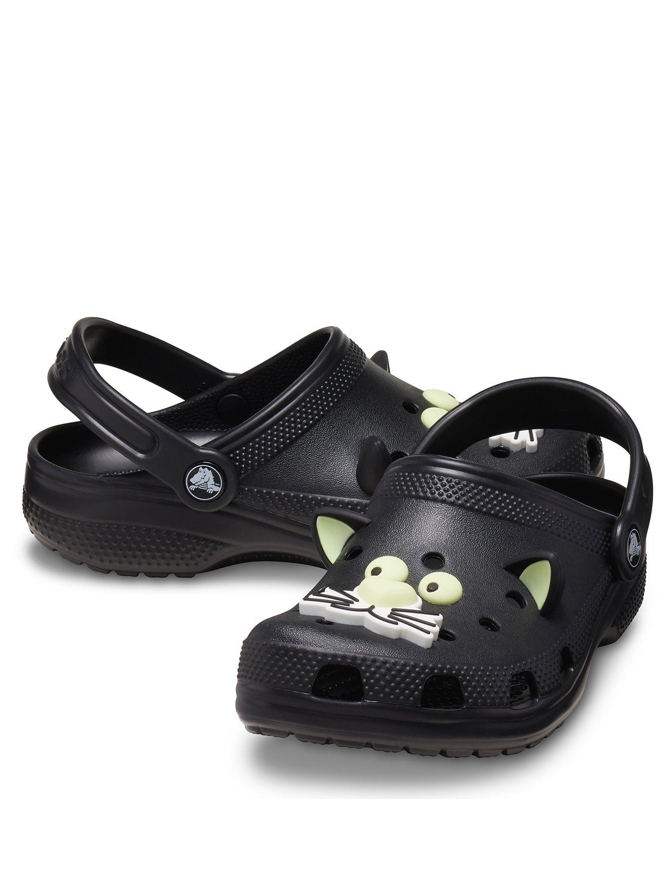 Crocs Kids Classic Glow Cat Clogs - Black | Very