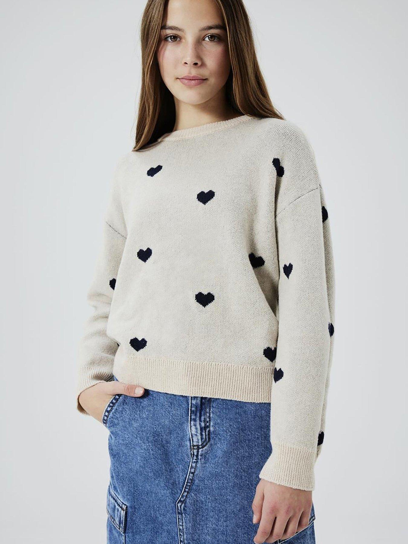 Name It Girls Heart Knitted Jumper - Beige | Very