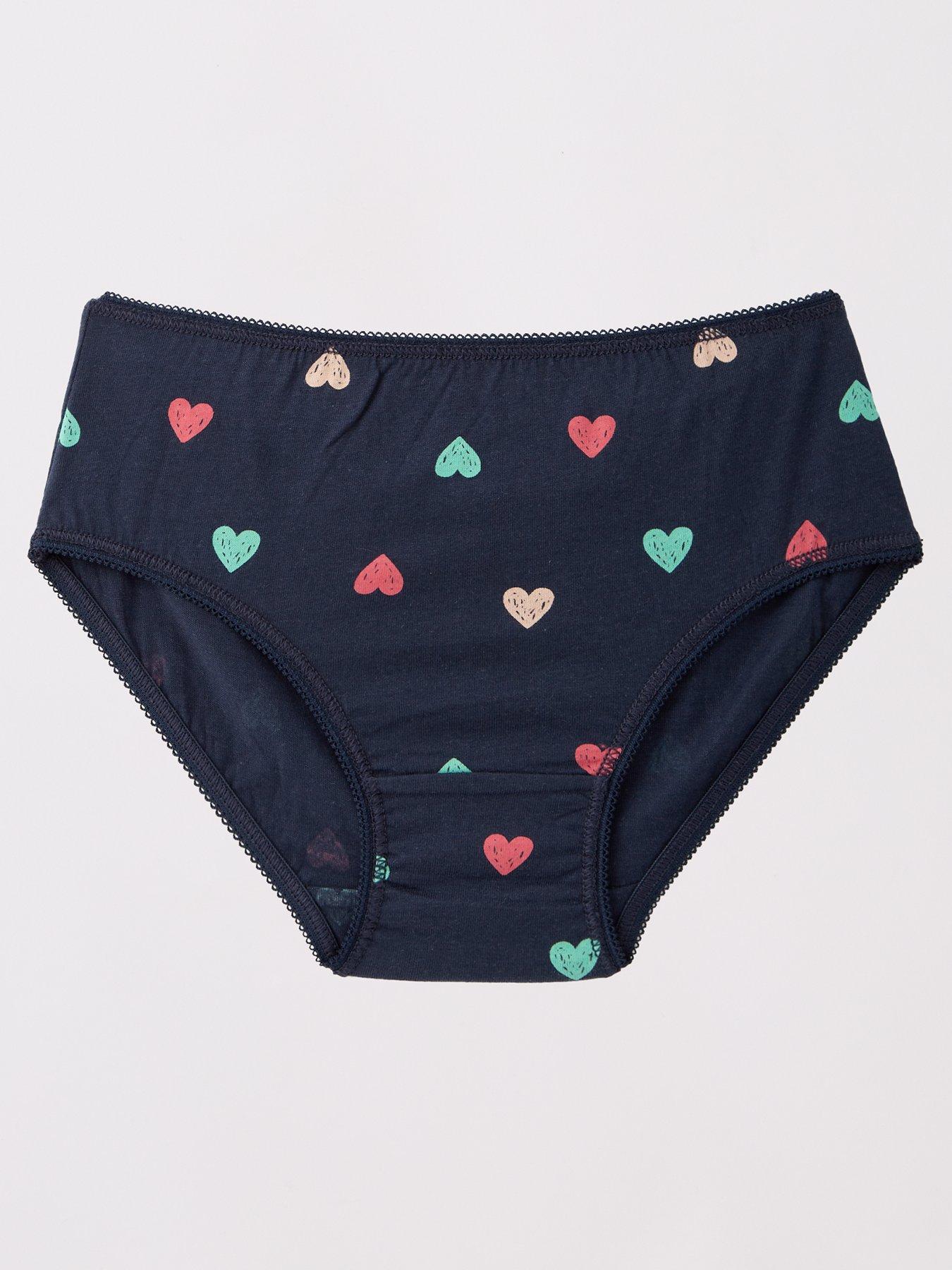 Everyday Girls 7 Pack Heart/Plain Briefs - Multi | Very
