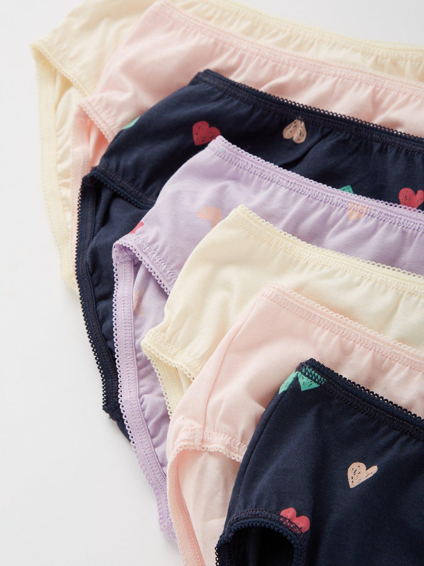Everyday Girls 7 Pack Heart/Plain Briefs - Multi | Very
