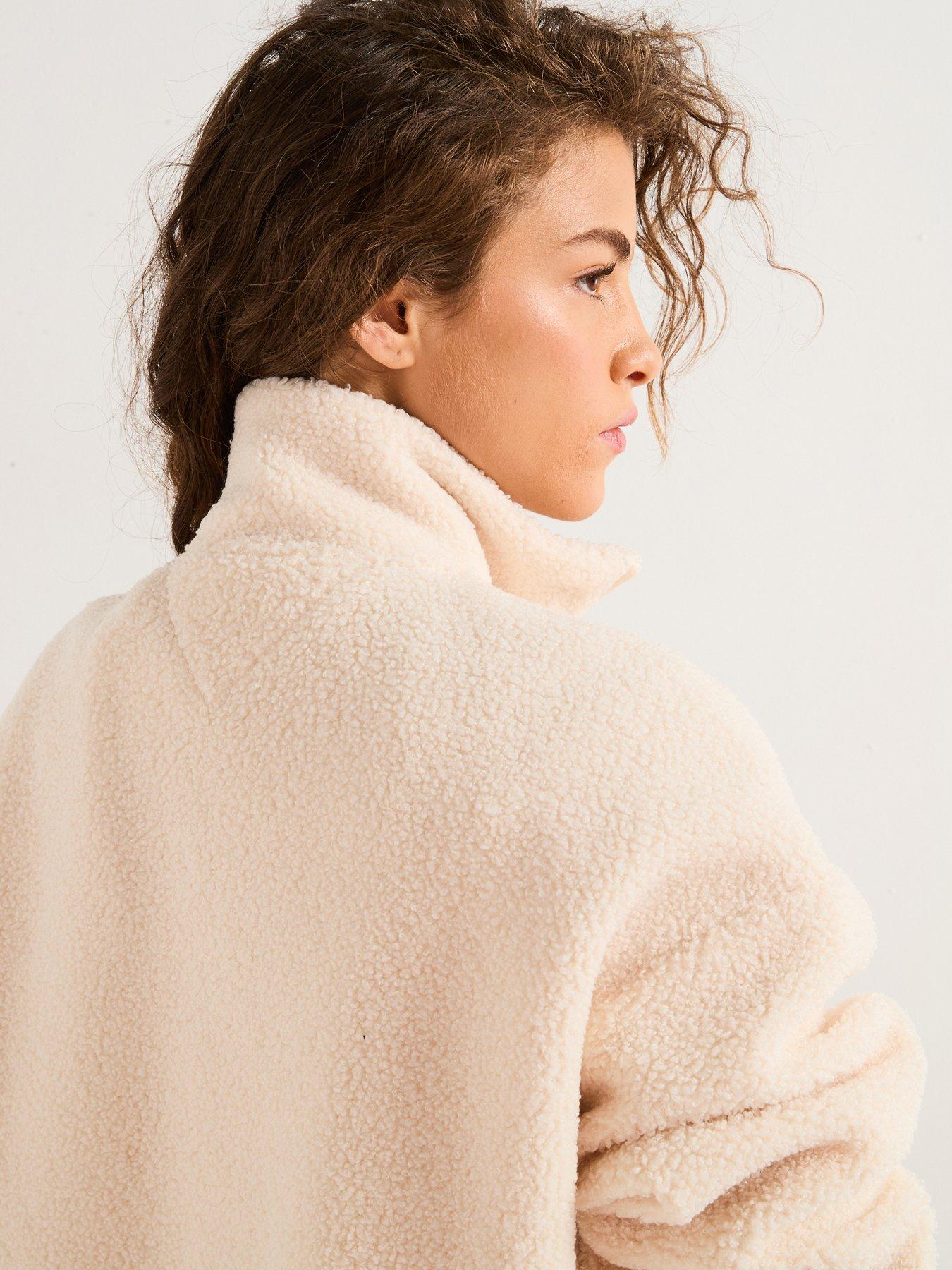 Tommy Jeans Teddy Zip Through Fleece - Beige | Very