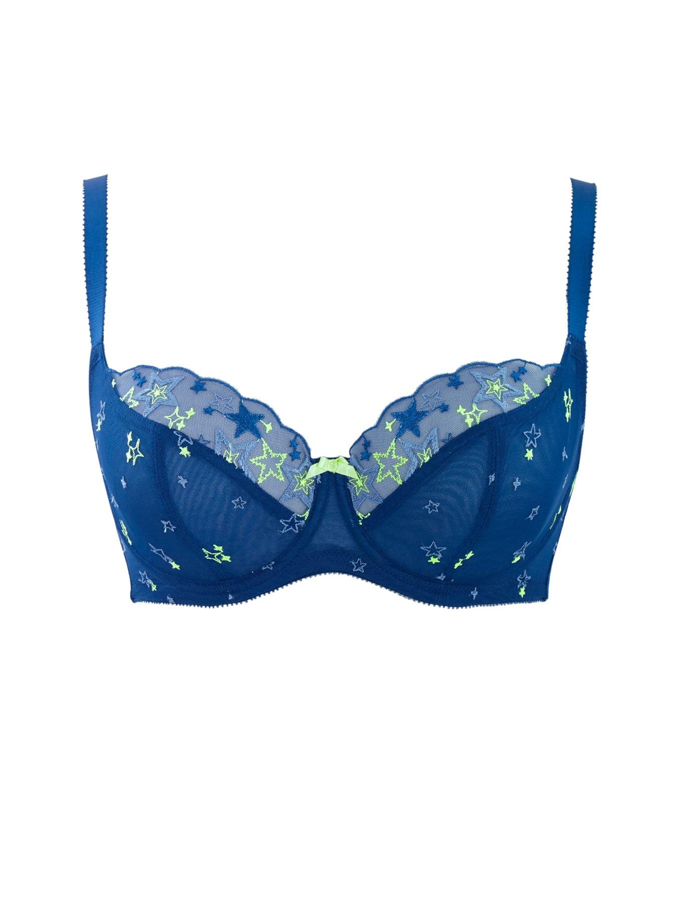 Panache Blossom Embroidered Balcony Bra - Blue | Very
