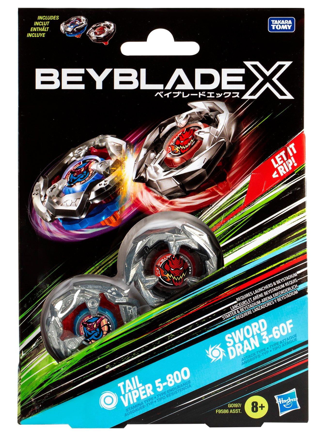 Beyblade X Dual Pack Set - Tail Viper 5-80O and Sword Dran 3-60F | Very