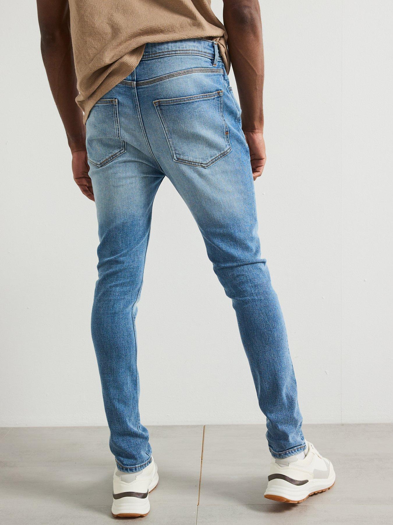 Very Man Skinny Fit Jeans With Stretch - Light Blue | Very
