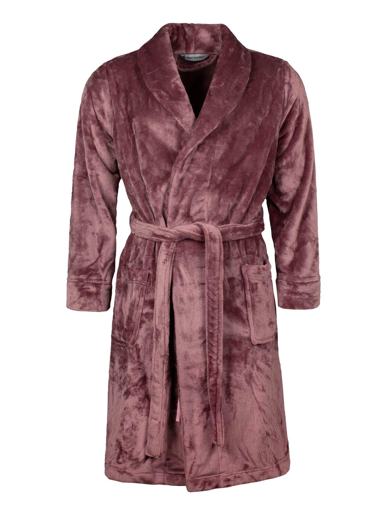Heat Holders Fleece Dressing Gown - Mauve | Very