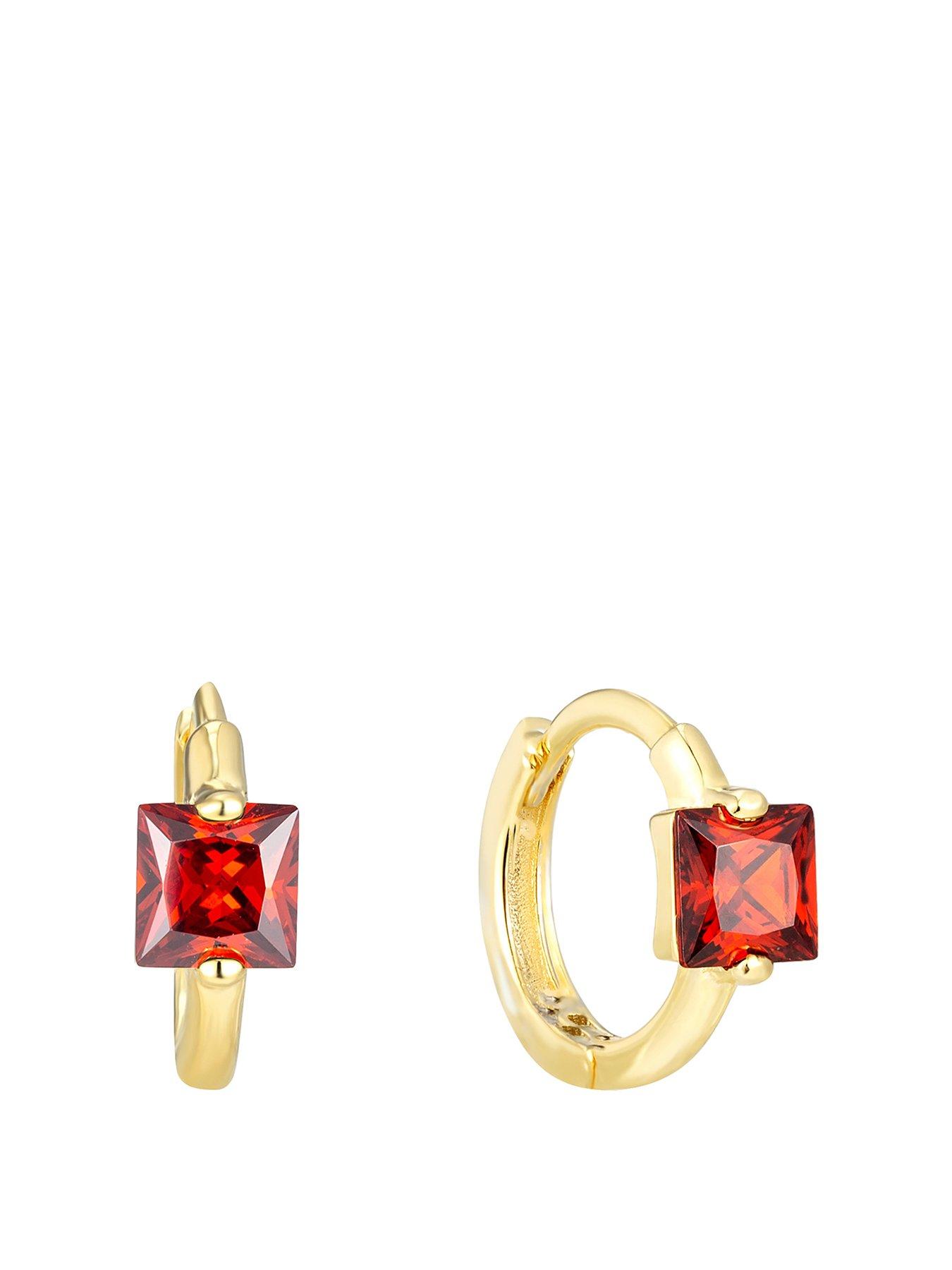 Seol + Gold Tiny Garnet CZ Square Hoops | Very