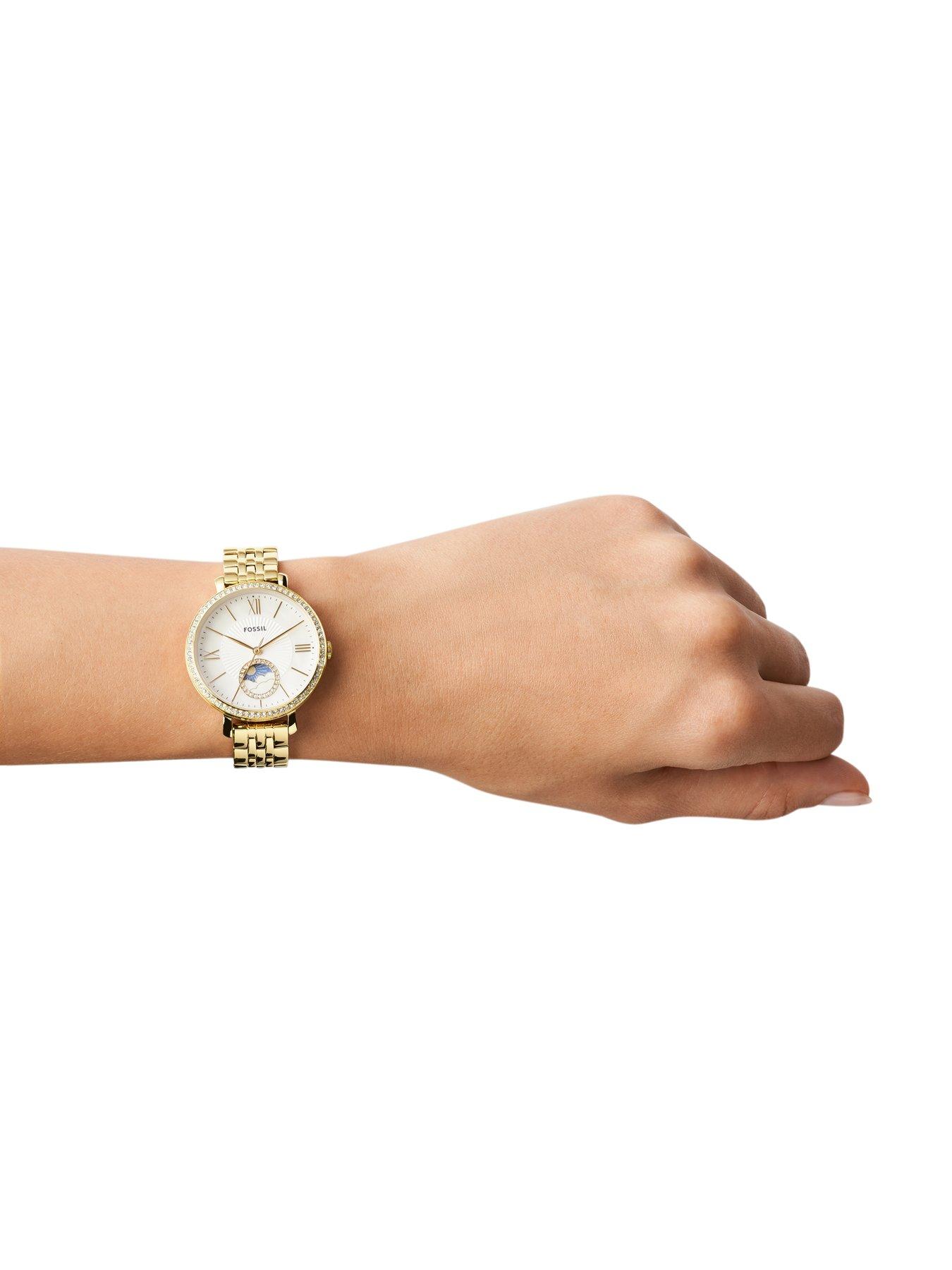 Fossil Jacqueline Sun Moon Multifunction Gold-Tone Stainless Steel ...