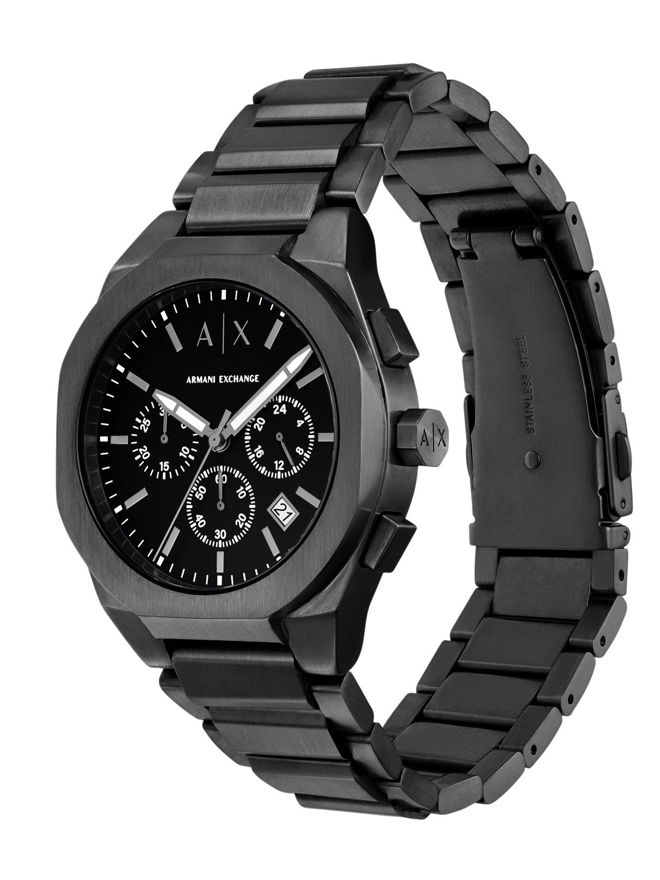 Armani Exchange Chronograph Black Stainless Steel Watch | Very