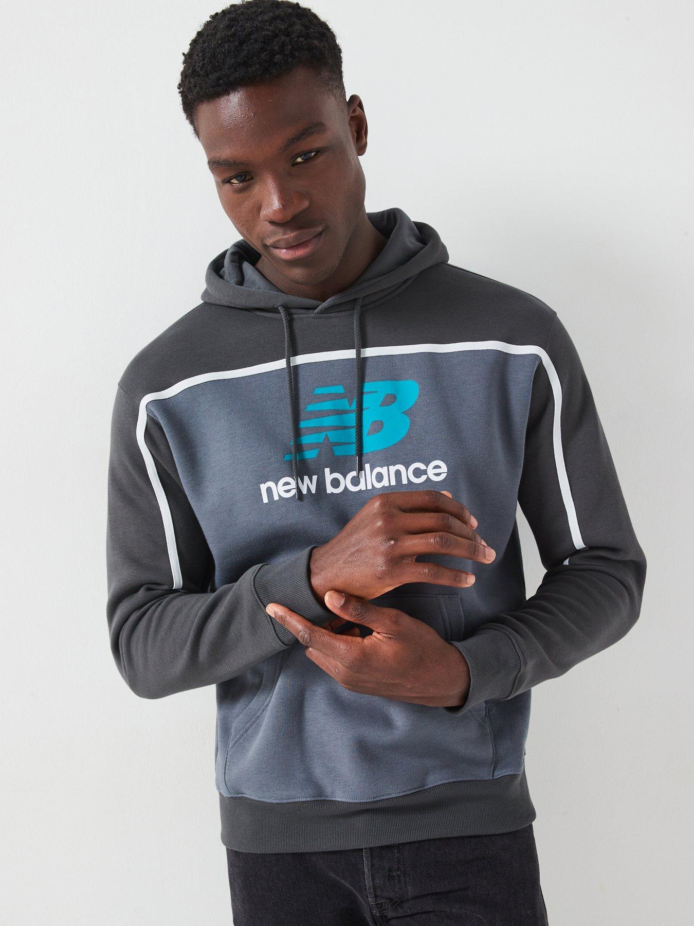 New Balance Mens Classics Fleece Hoodie Dark Grey Very