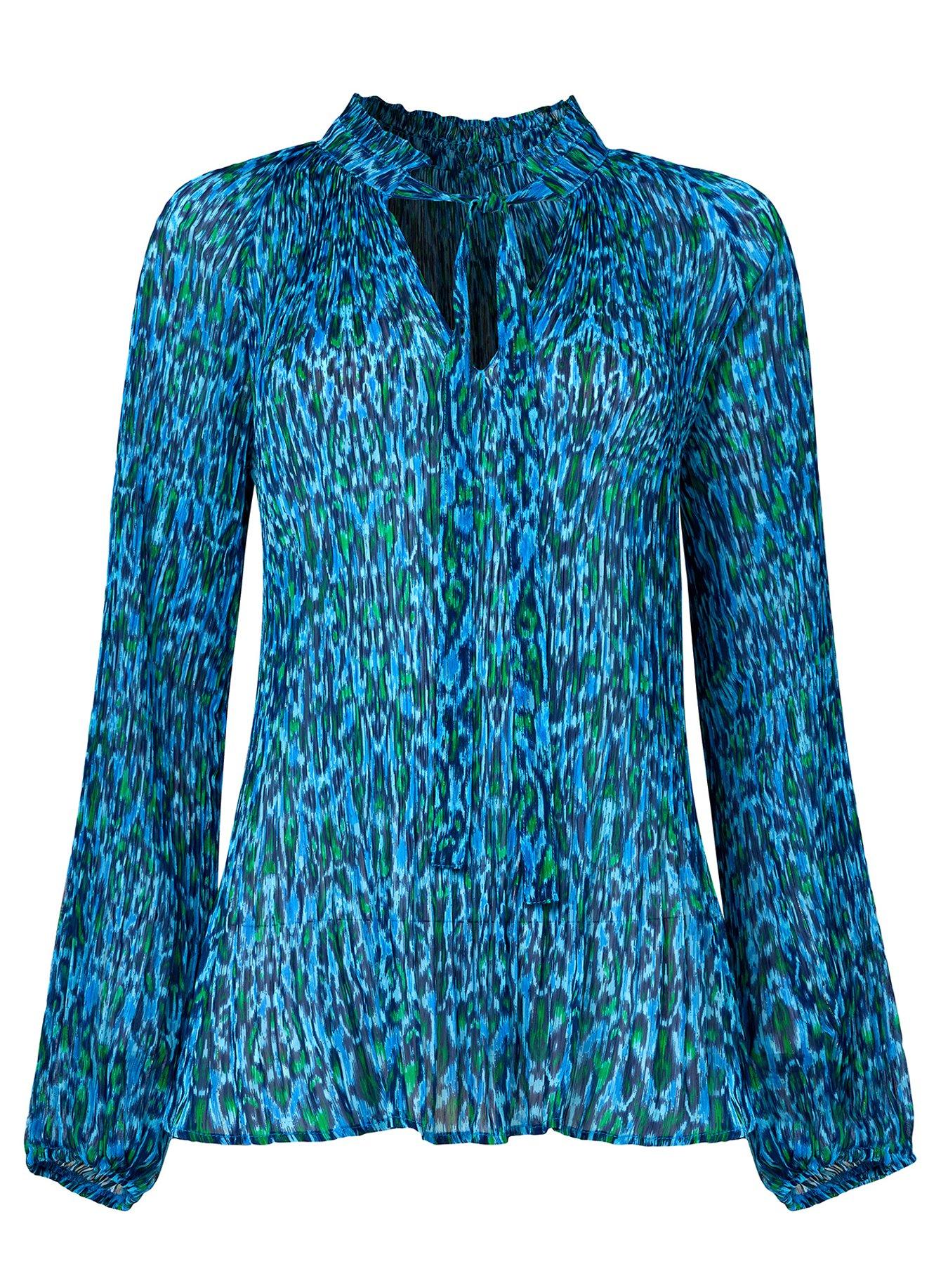 Joe Browns Printed Plisse Blouse - Blue | Very