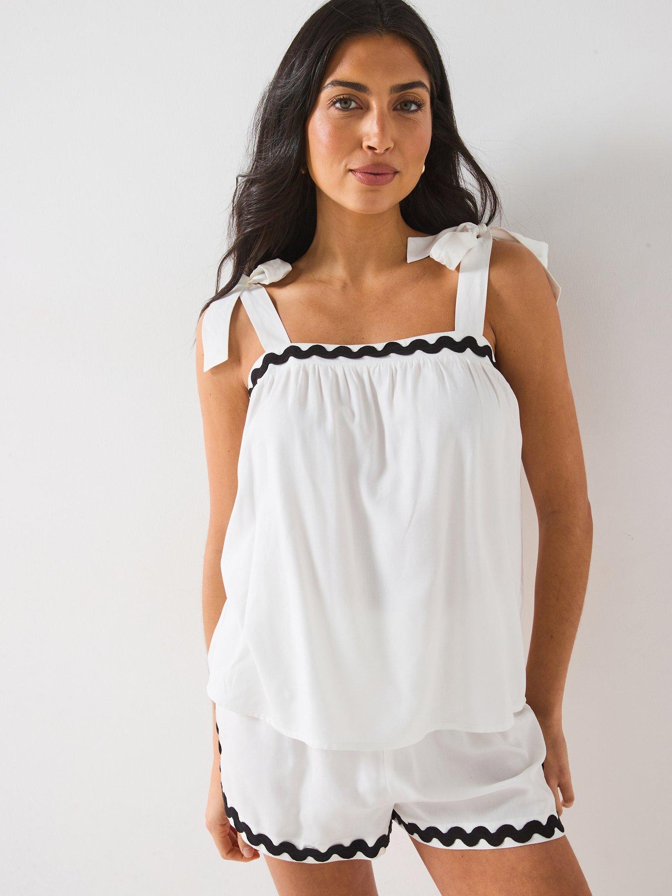 V by Very Rik Rak Tie Shoulder Cami Top - Ivory | Very