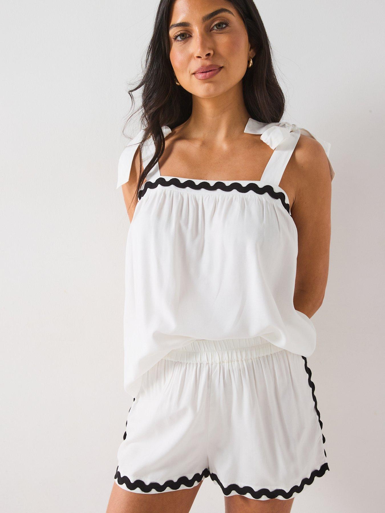 V by Very Rik Rak Tie Shoulder Cami Top - Ivory | Very