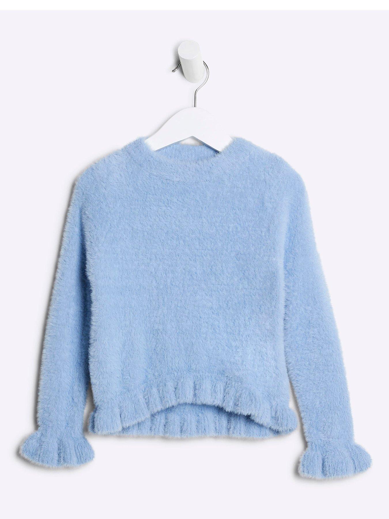 River Island Mini Mini Girls Fluff Knit Jumper - Blue | Very