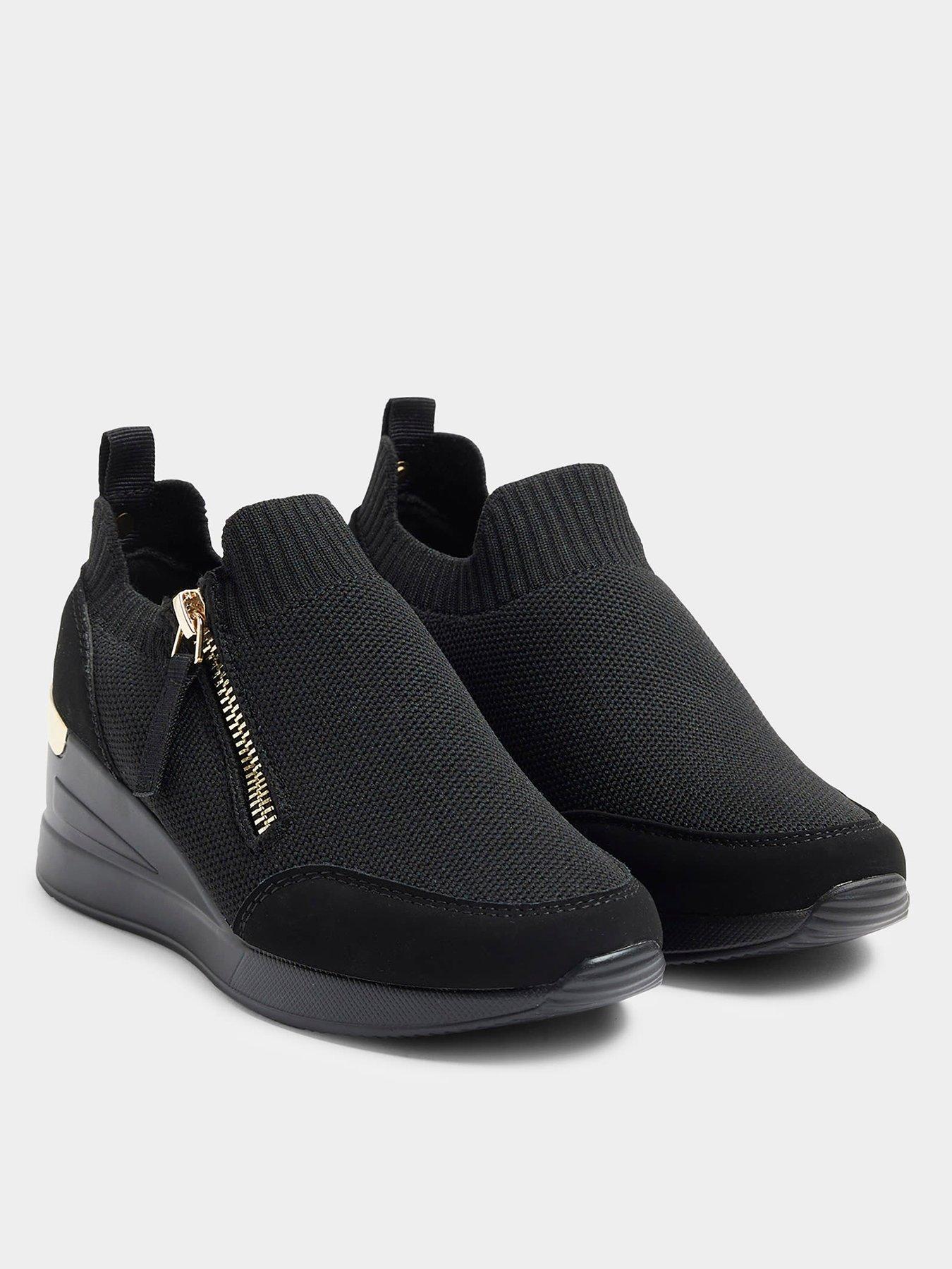 River Island Older Girl Knit Wedge Trainers - Black | Very
