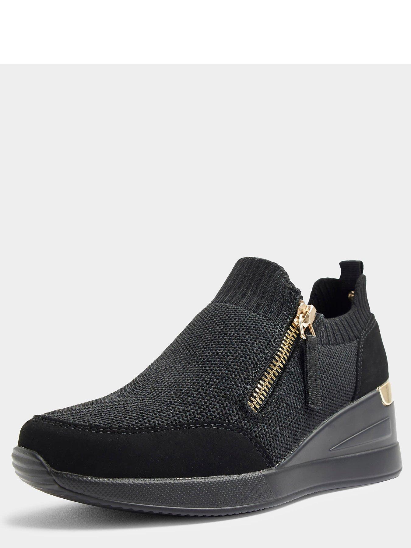 River Island Older Girl Knit Wedge Trainers - Black | Very