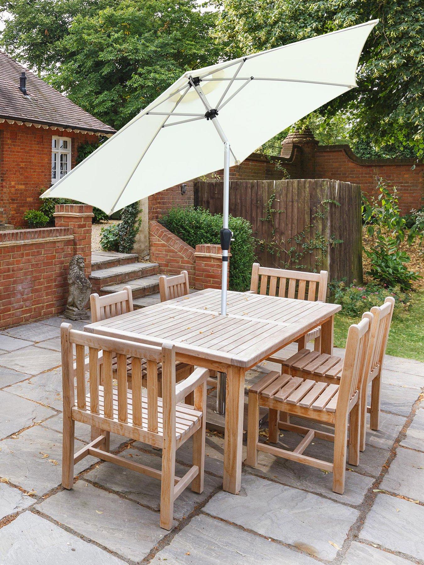 Glamhaus Tilting Cream Garden Table Parasol Umbrella 2.7M | Very