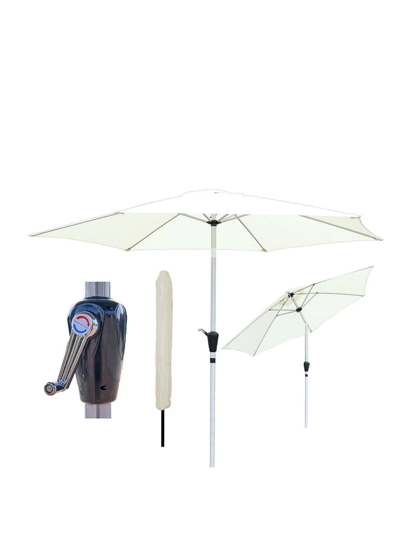 Glamhaus Tilting Cream Garden Table Parasol Umbrella 2.7M | Very
