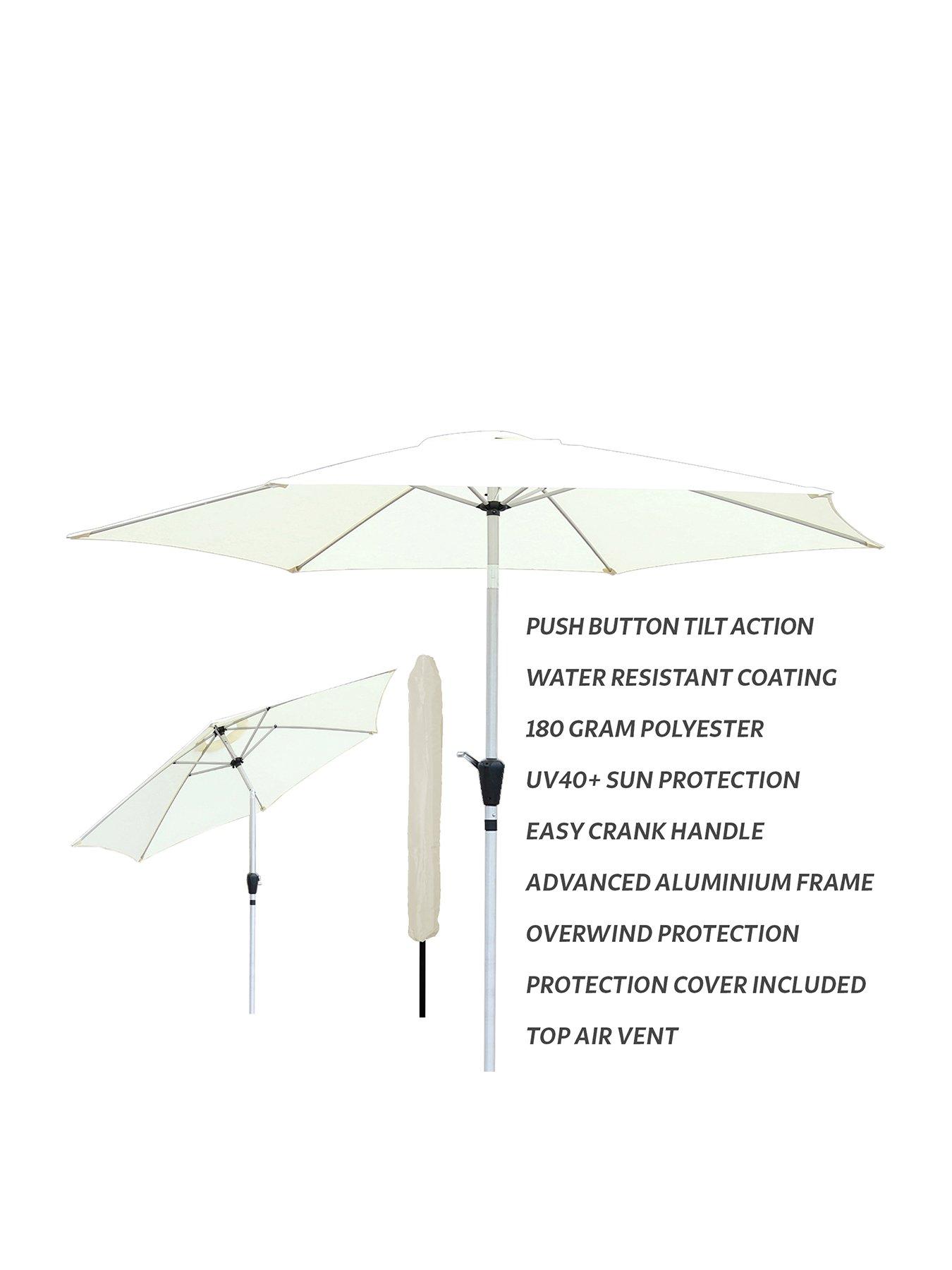 Glamhaus Tilting Cream Garden Table Parasol Umbrella 2.7M | Very