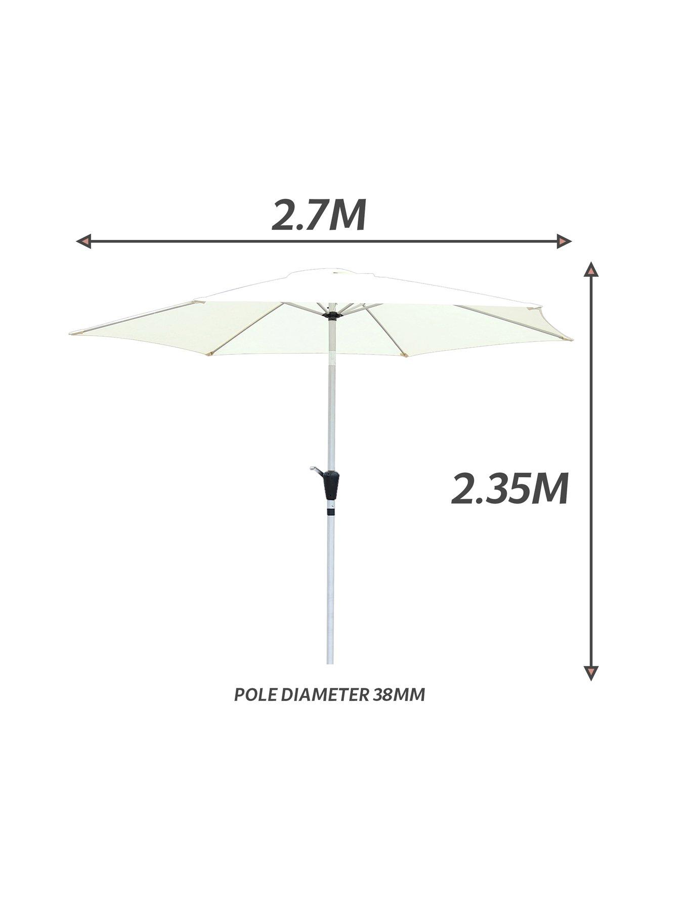 Glamhaus Tilting Cream Garden Table Parasol Umbrella 2.7M | Very