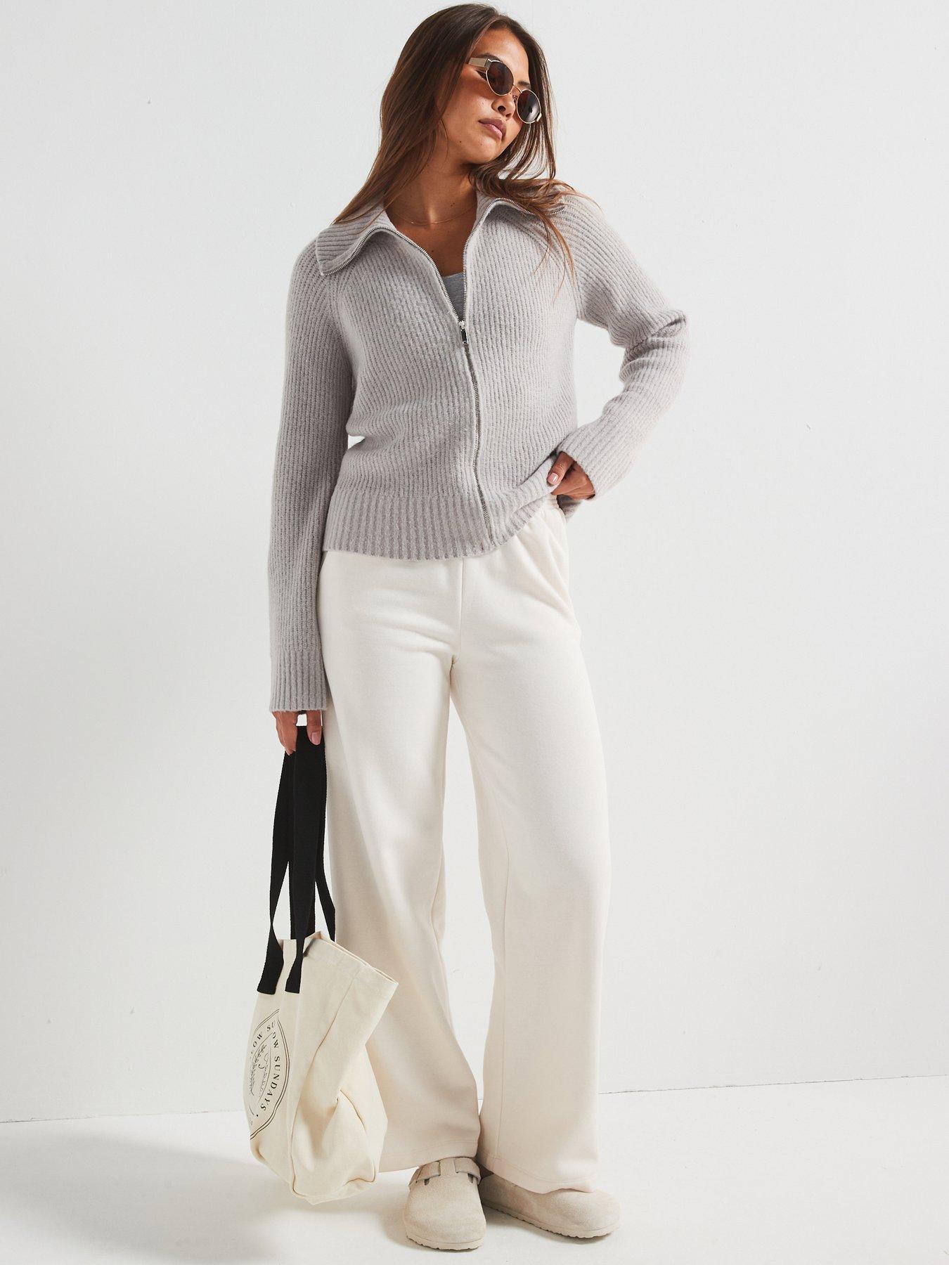 V by Very Zip Front Longline Cardigan - Grey | Very