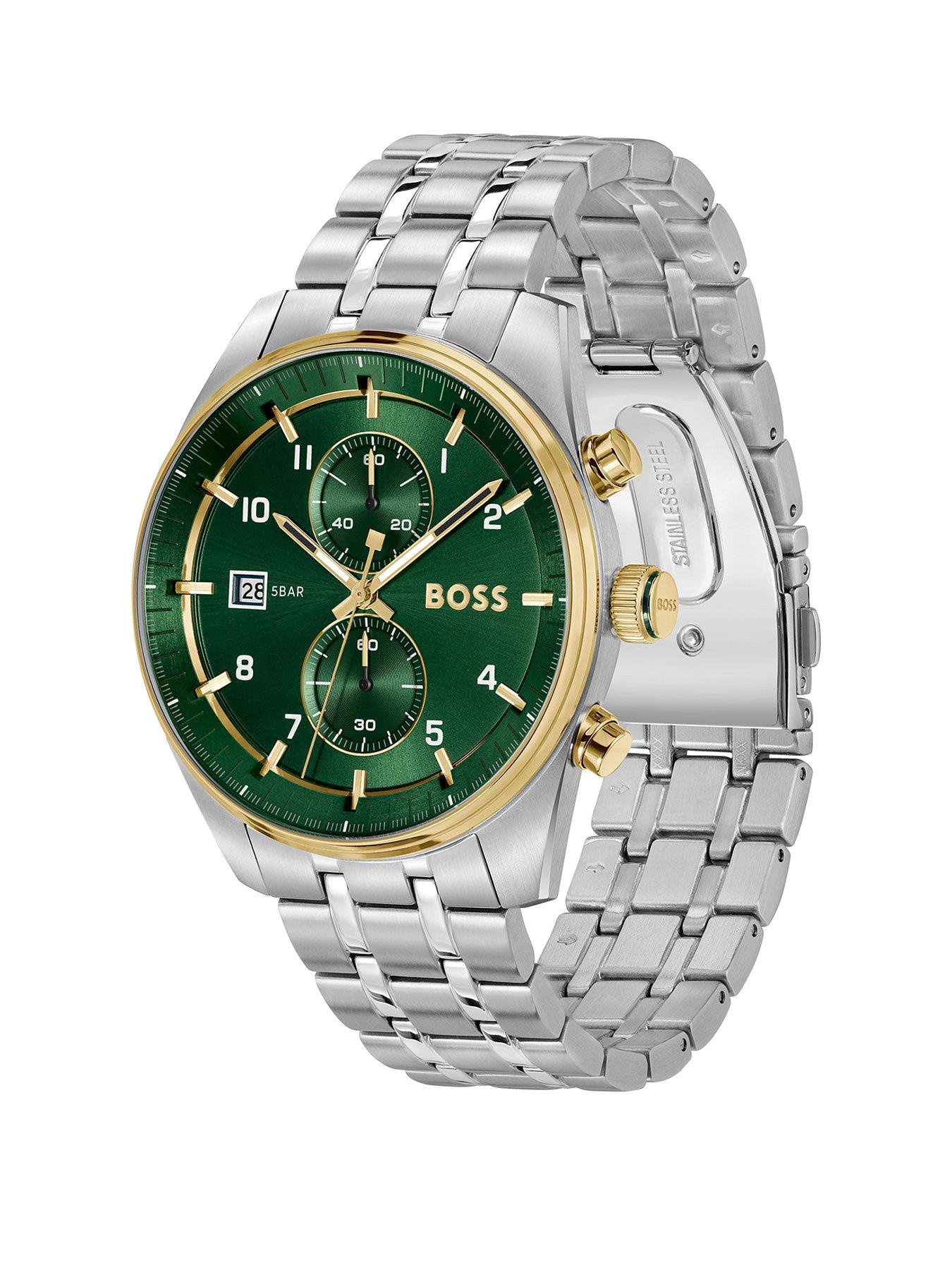 BOSS Gents Skytraveller Chronograph Watch with Dark Green Dial | Very