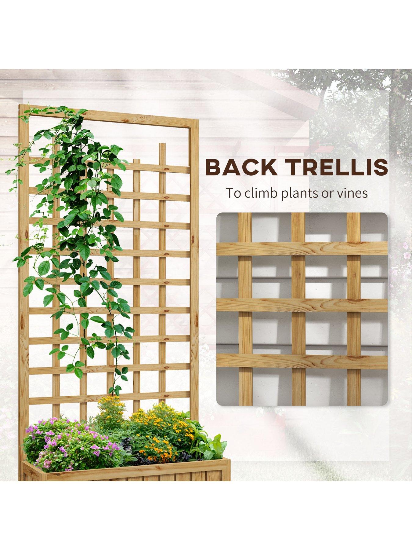OutSunny Wooden Trellis Planter, Raised Garden Bed with Wheels | Very
