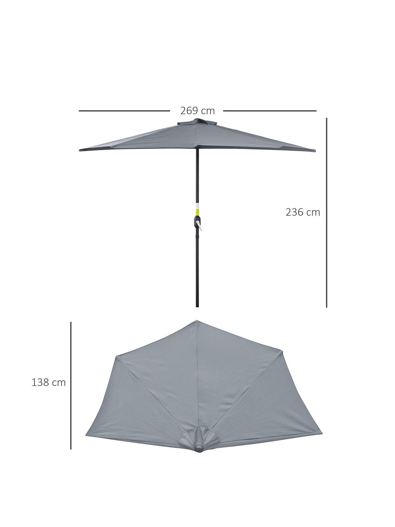 OutSunny Half Patio Umbrella Parasol 2.7m | Very