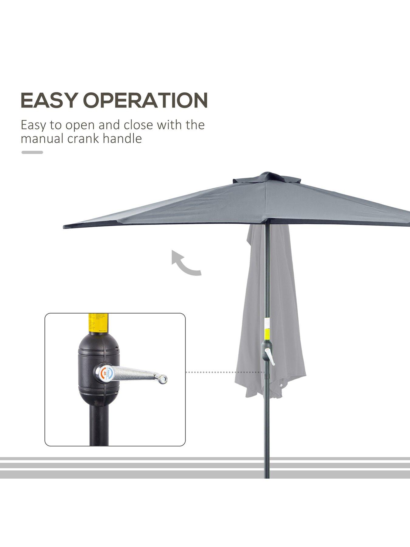 OutSunny Half Patio Umbrella Parasol 2.7m | Very
