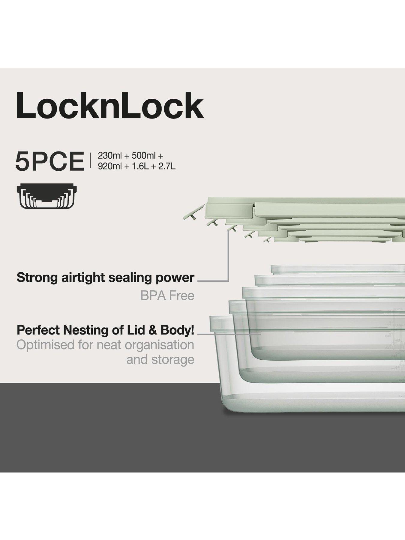 Lock and Lock Locknlock Nestnlock 5pc Set - 230ml/500ml / 920ml / 1.6l ...