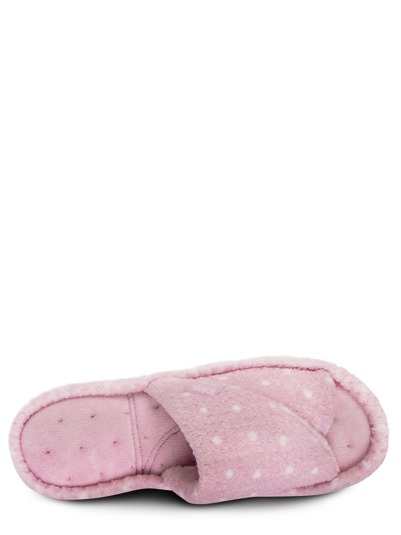 TOTES Isotoner Popcorn Turnover Open Toe Slider Slippers - Pink Spot | Very