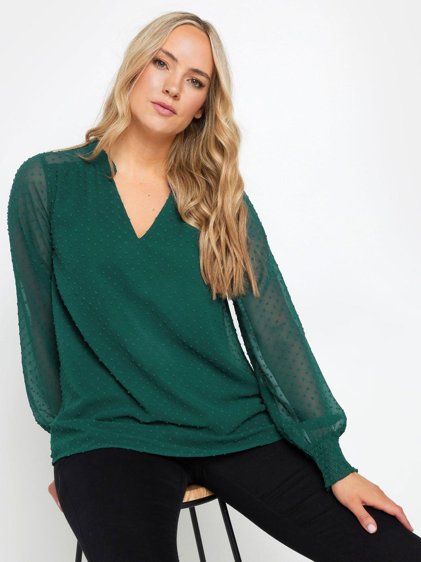 Long Tall Sally Tall Dobby Spot Shirred Cuff Top | Very