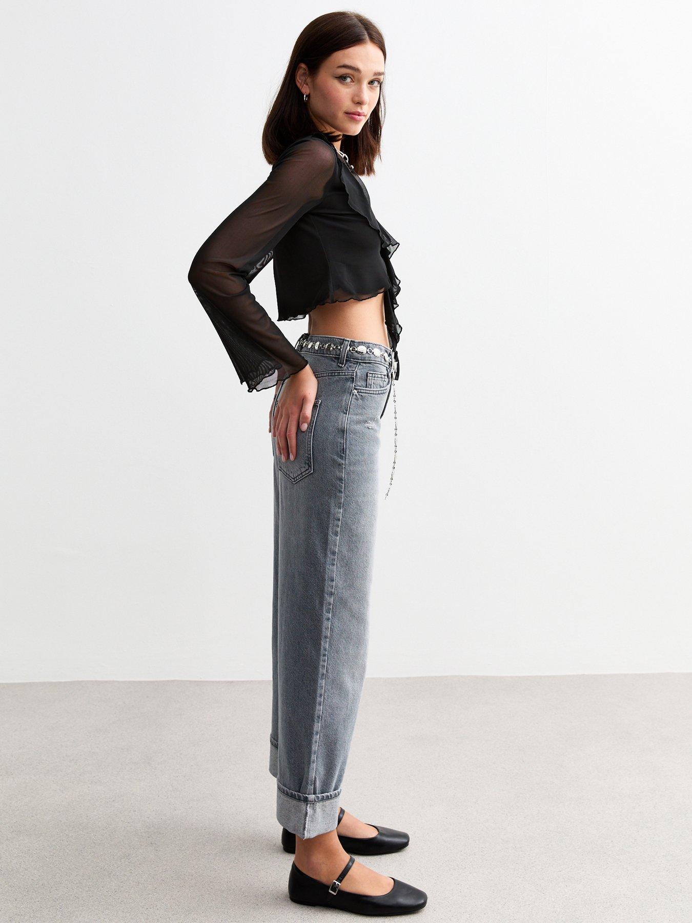 New Look Ruffle Trim Tie Front Top - Black | Very