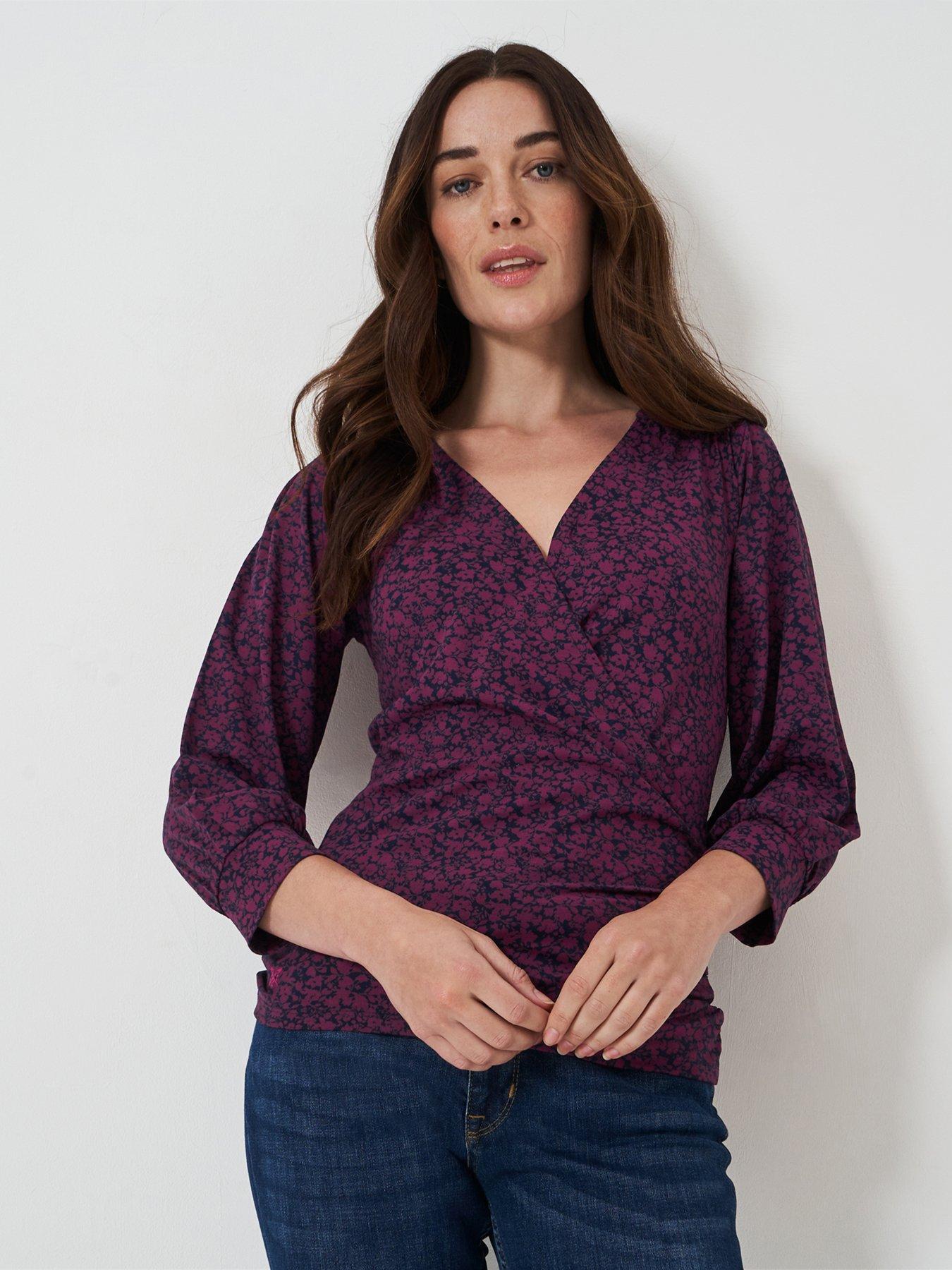 Crew Clothing 3/4 Sleeve Wrap Top - Red | Very