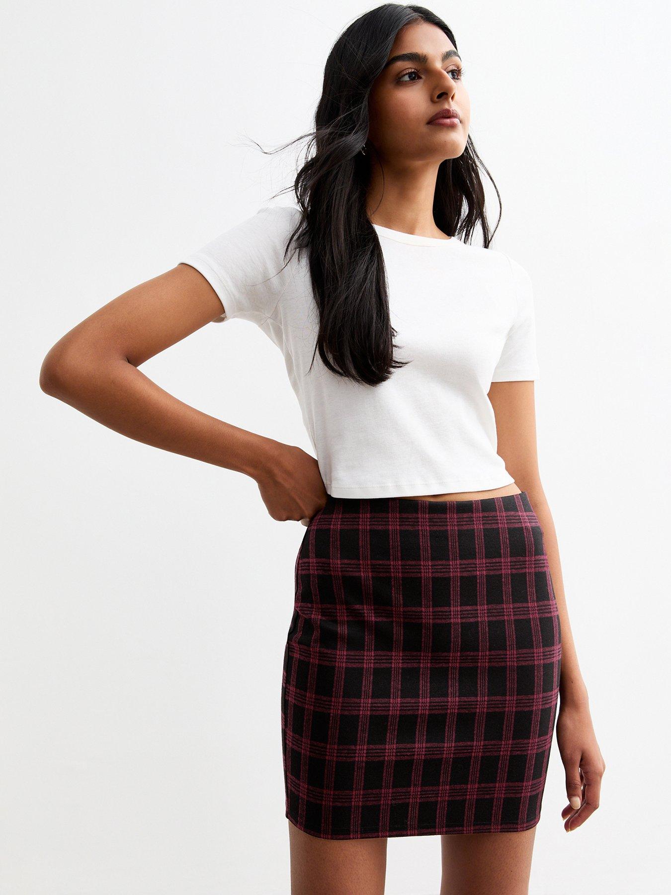 New Look Checked Mini Tube Skirt - Red | Very