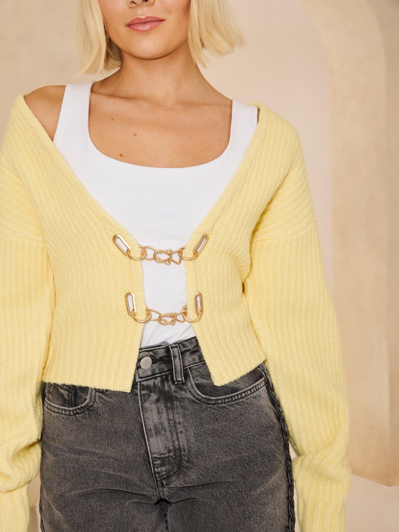 Michelle Keegan Knitted Chain Cardigan - Light Yellow | Very