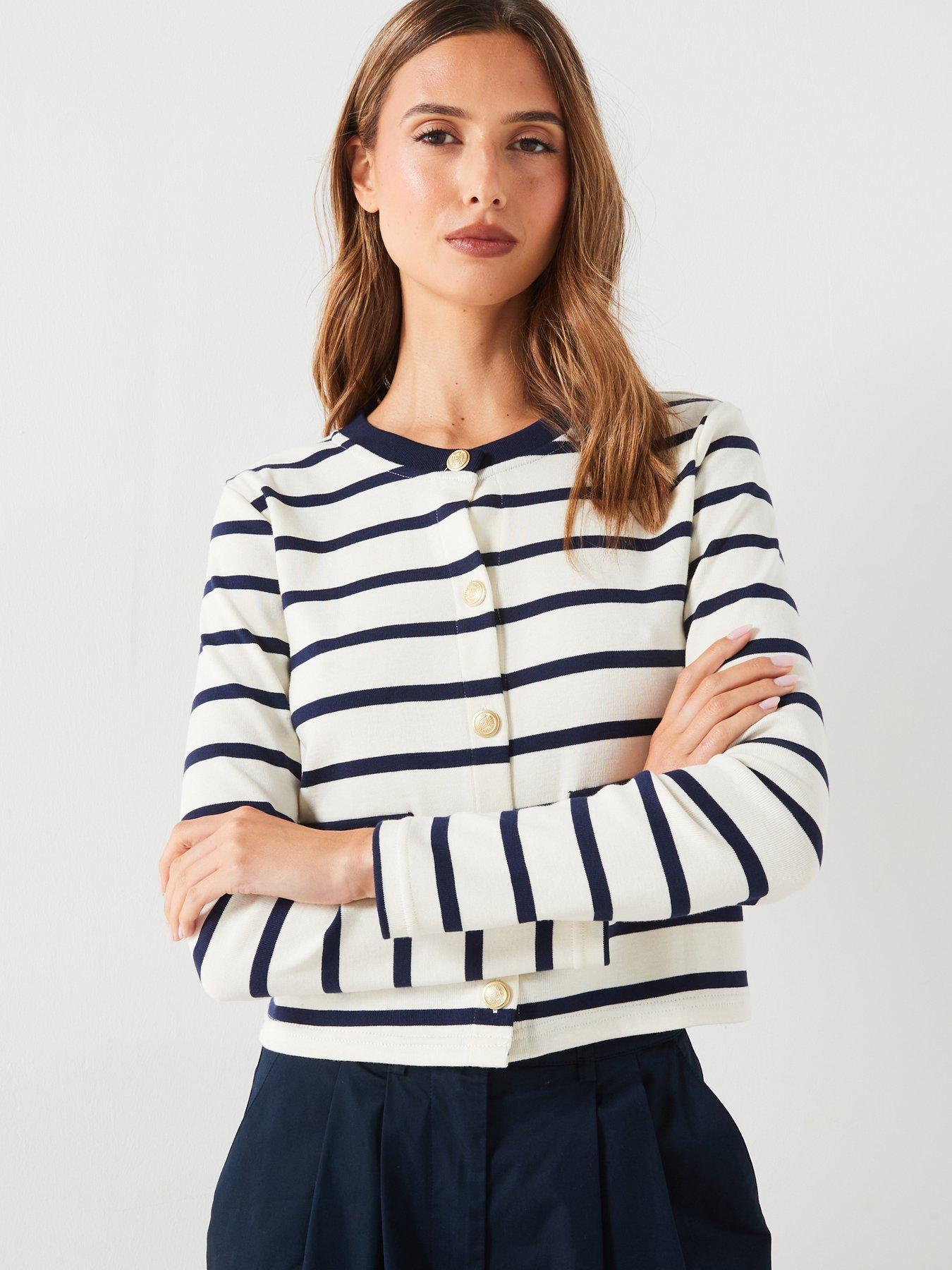 Mango Striped Button Cardigans - Cream | Very