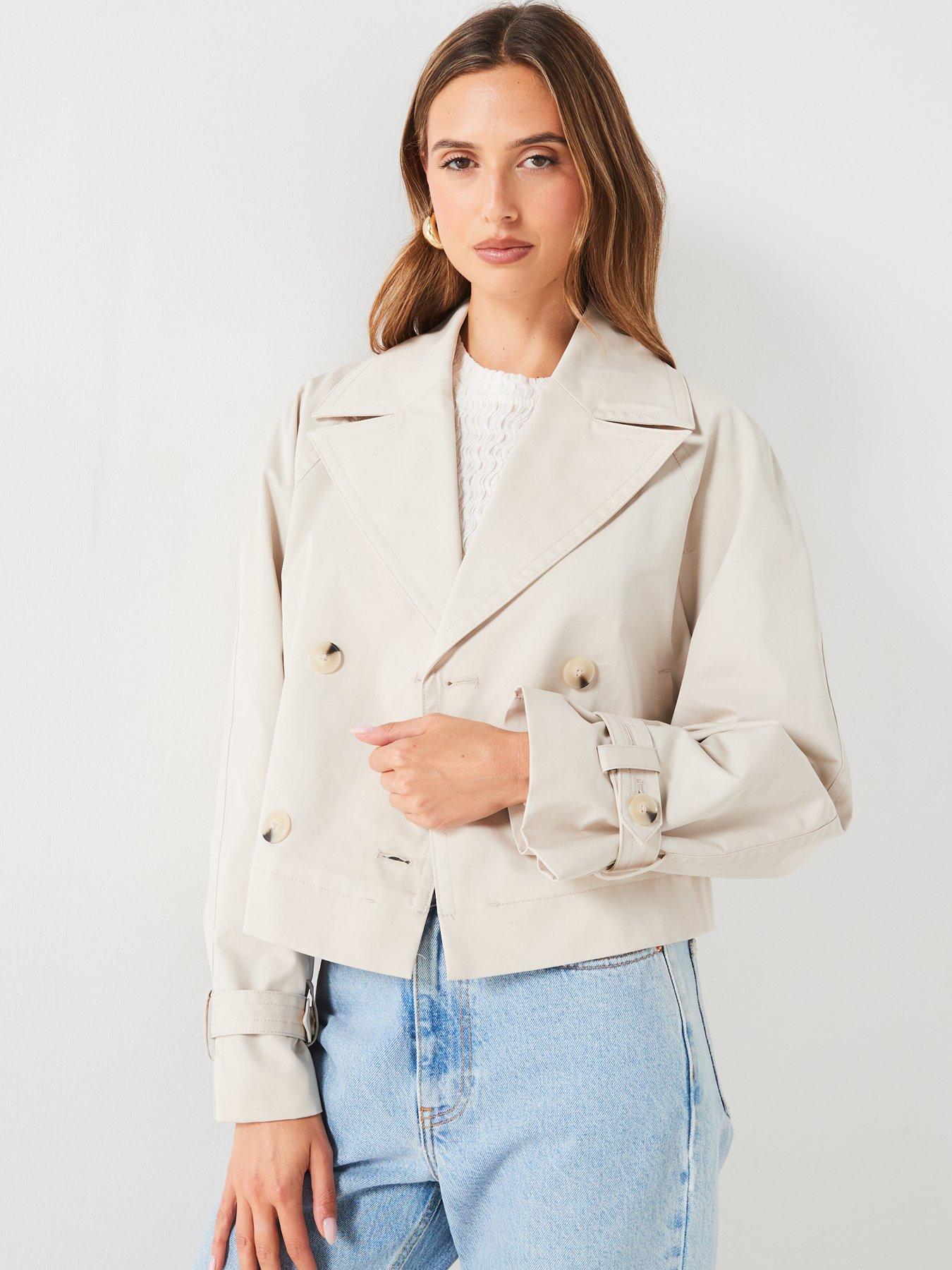 Mango Cropped Trench Jacket - Beige | Very