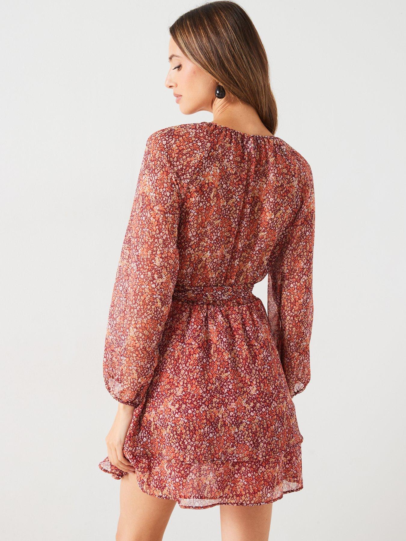 Mango Floral Ruffle Mini Dress - Red | Very