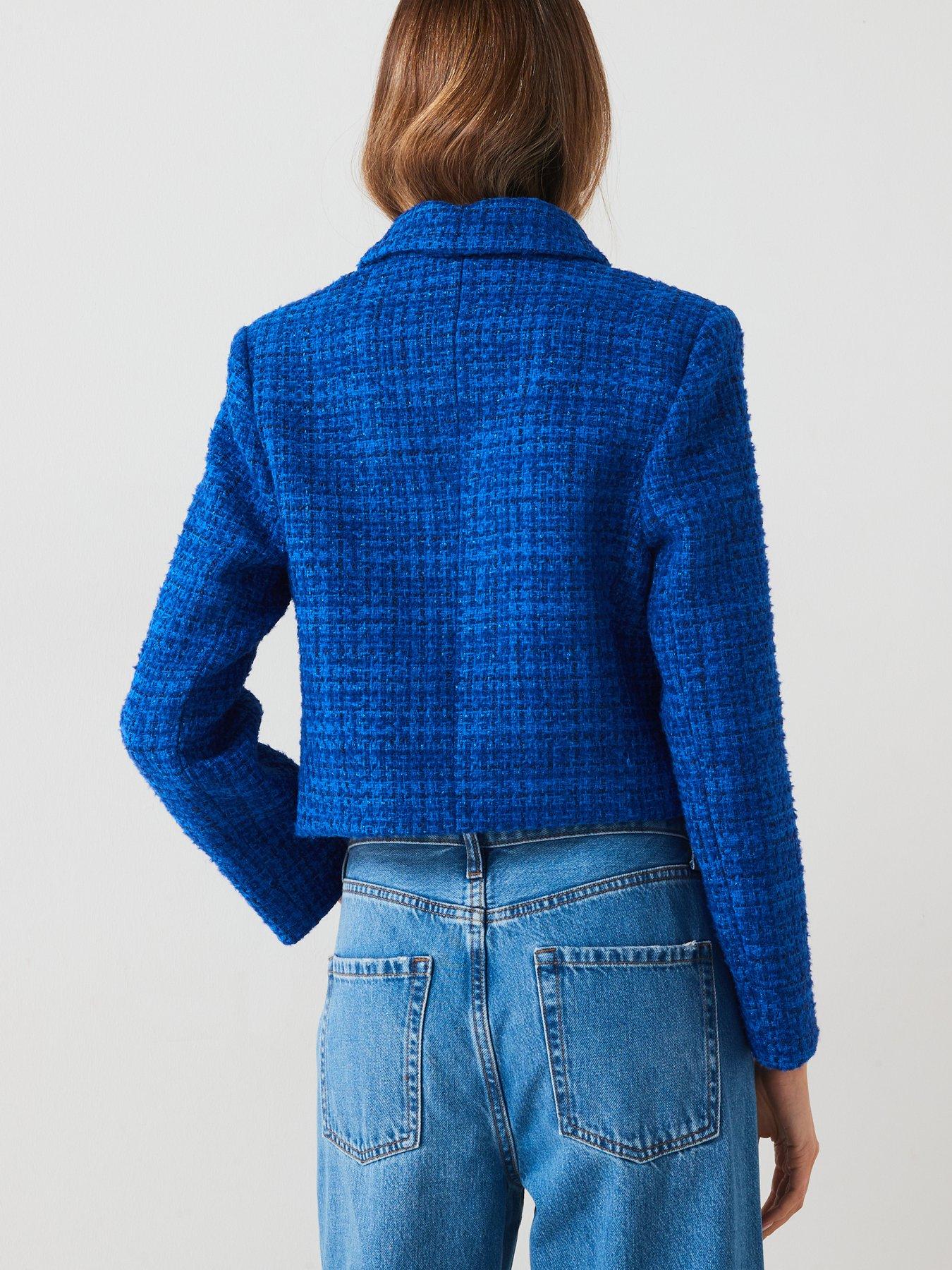 Mango Boucle Check Tailored Jacket - Blue | Very